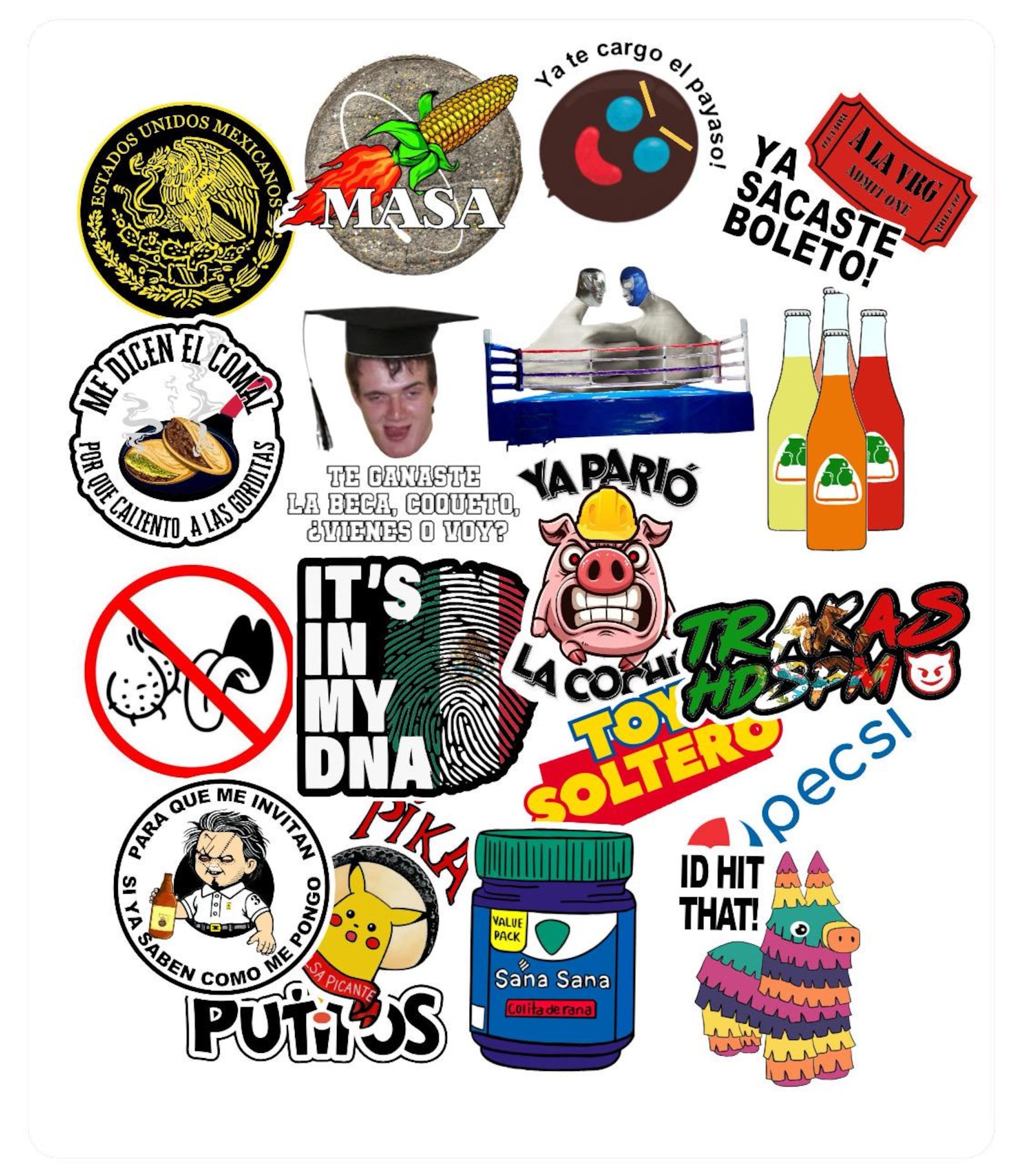 Funny Mexican Stickers: Humor & Culture Vinyl Decals - 100 Pack - Etsy