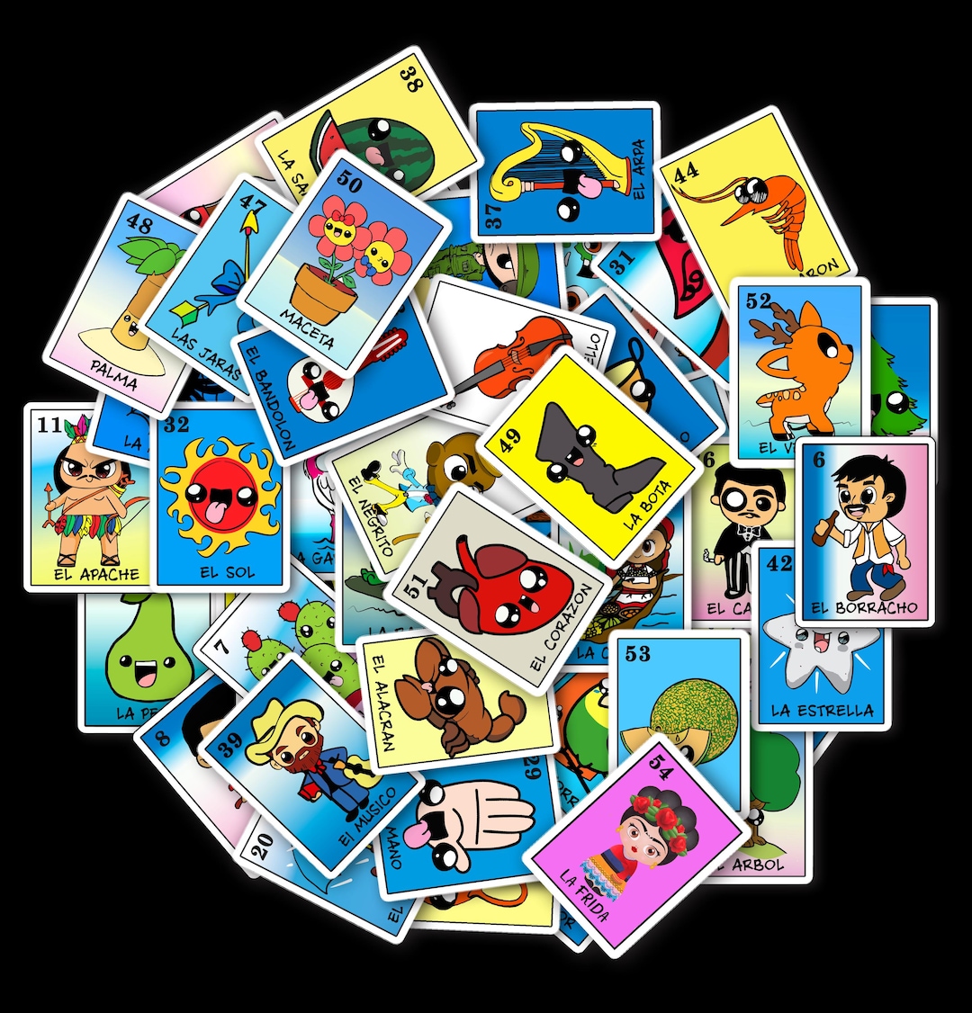 Funny Mexican Stickers - Loteria Kids Themed 54 Piece Heavy Duty 4mm ...