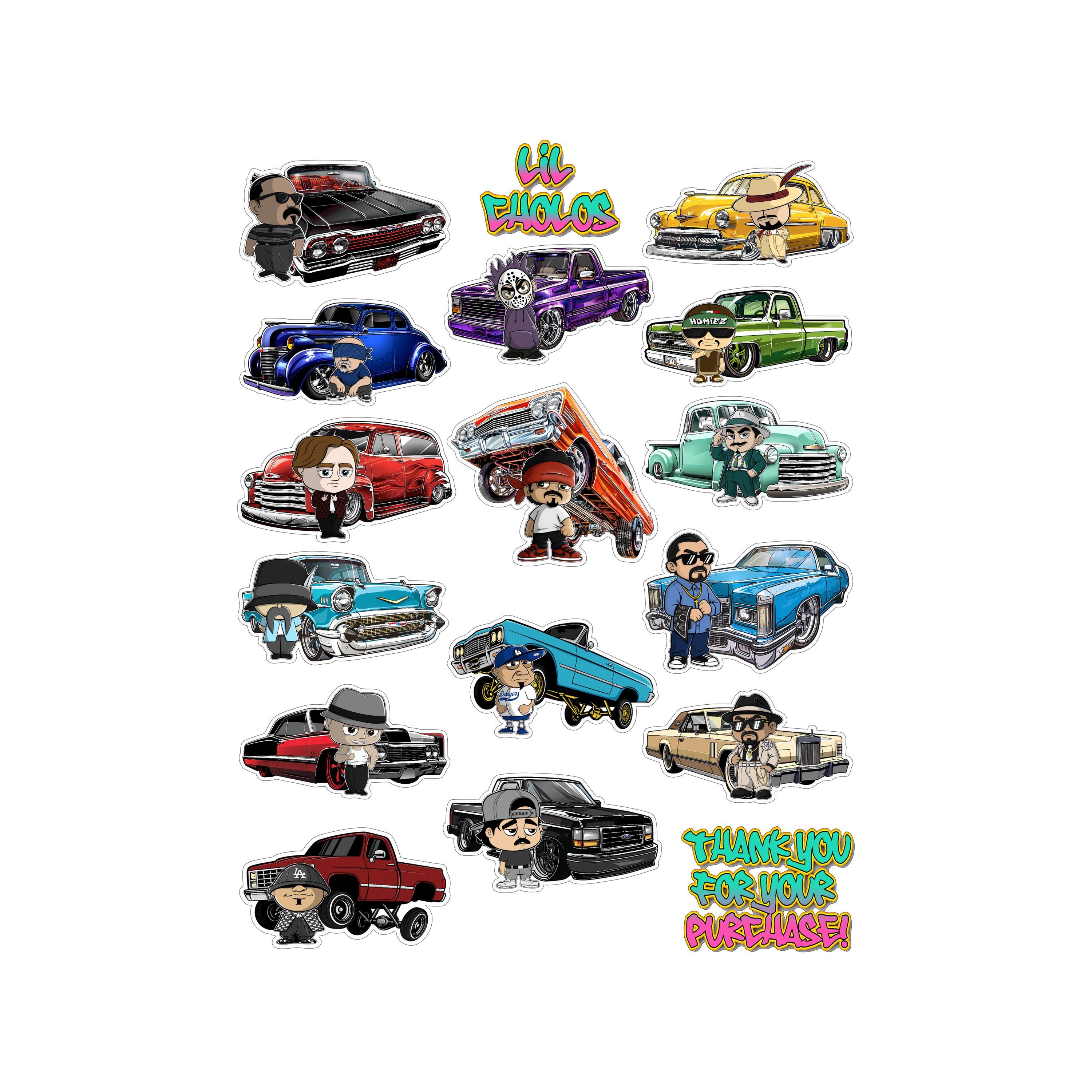 Chicano Style Sticker Pack – 50pcs Lowrider Art Vinyl Decals. - Etsy