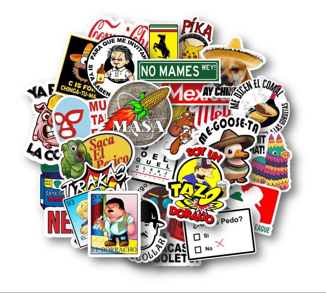 Funny Mexican-themed Vinyl Stickers – Pack of 30 (2-2.75”) Durable ...