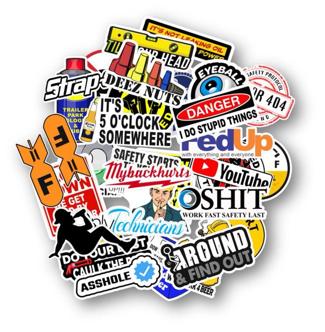 Funny Jobsite Sticker Pack: Hard Hat & Toolbox Decals - Etsy