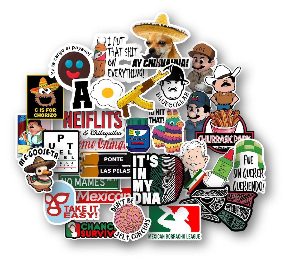 Funny Mexican Humor Vinyl Stickers: Laptop, Tumbler Decals (pack of 30 ...