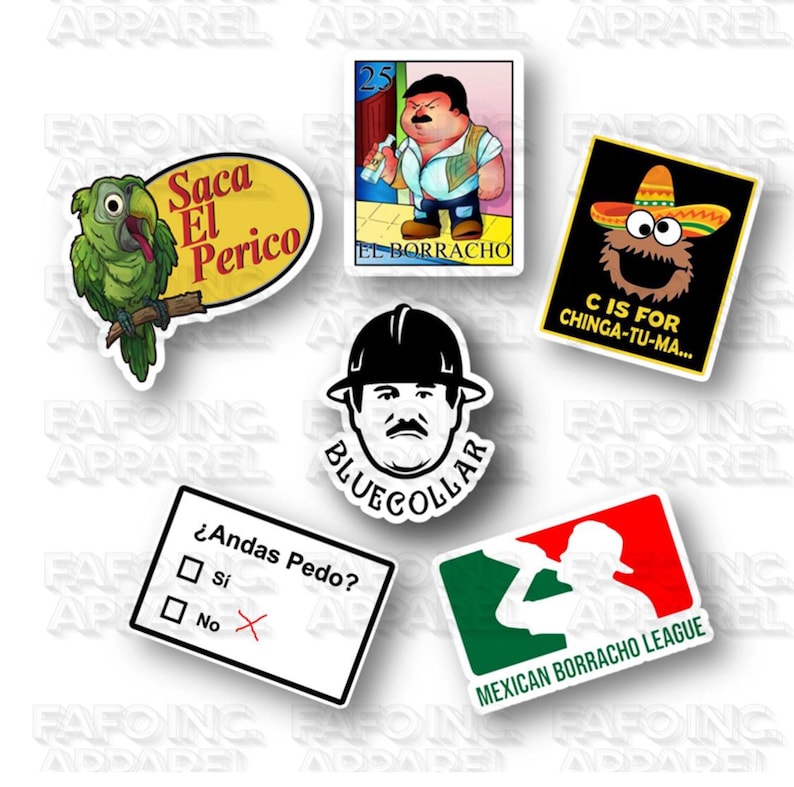 Funny Mexican-themed Vinyl Stickers – Pack of 30 (2-2.75”) Durable ...