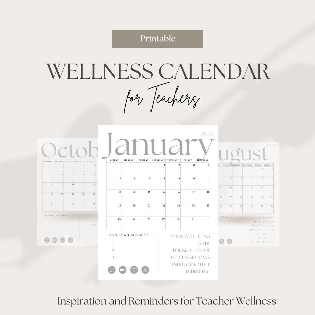 2025 Printable Calendar for Teachers - Monochrome Modern Design With ...