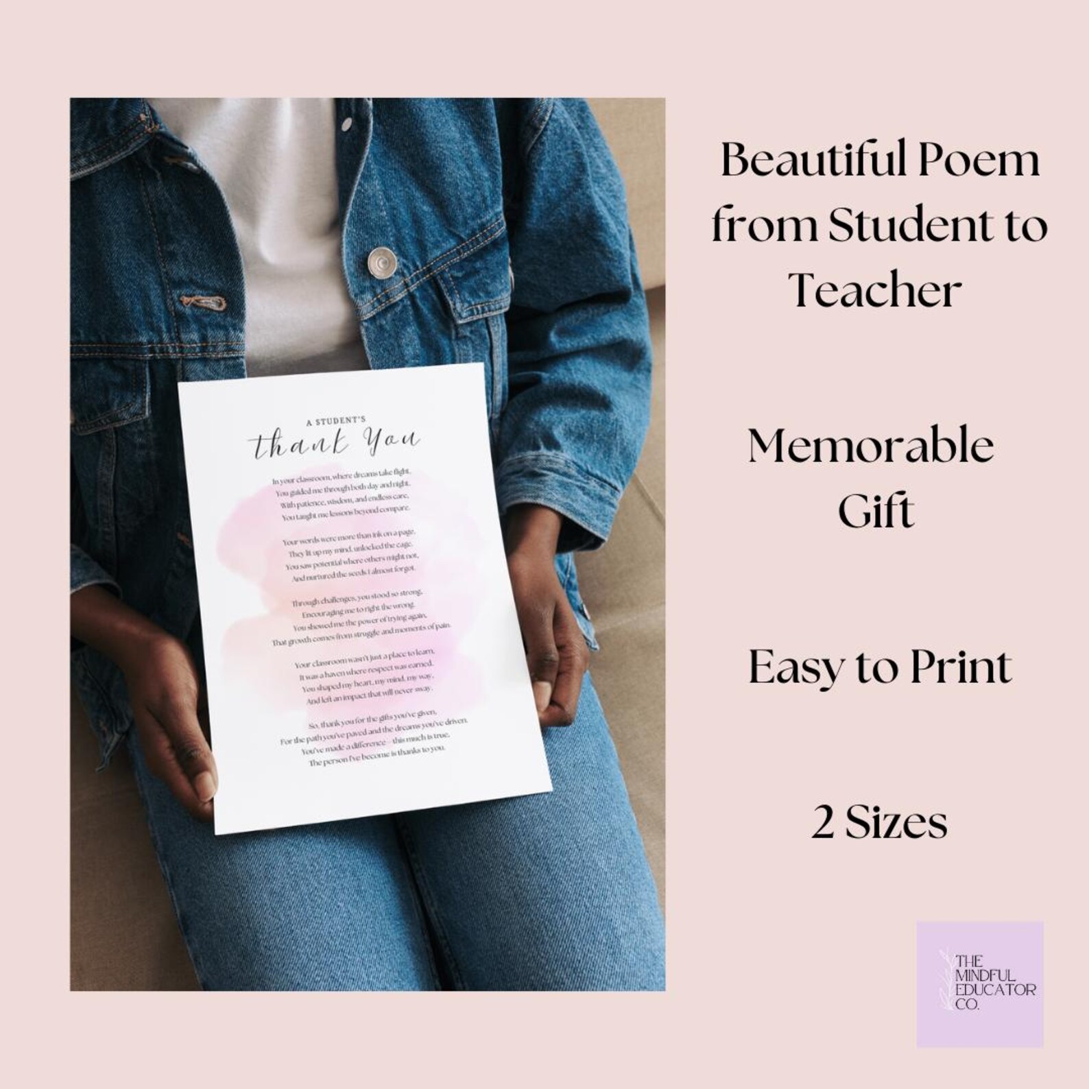 A Student's Thank You Poem -printable Teacher Appreciation Gift ...