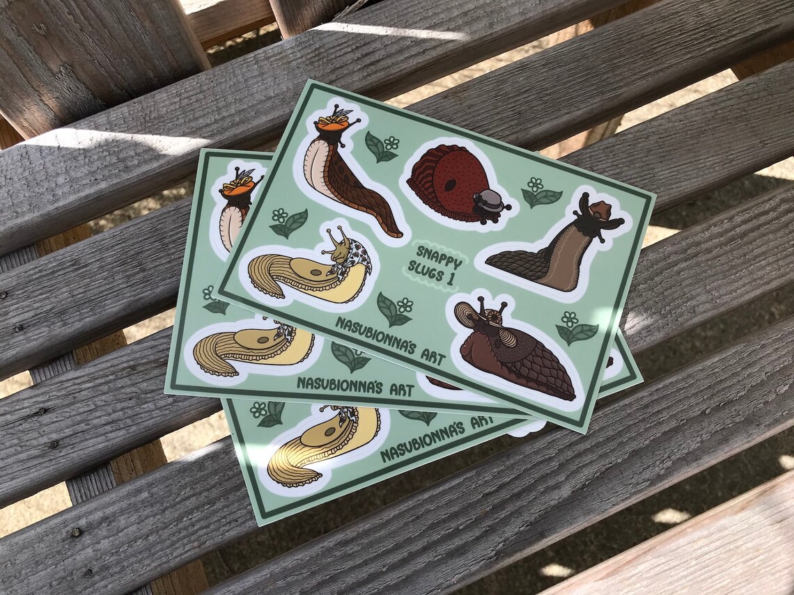 Slugs With Hats Cute Kiss-cut Vinyl Sticker Sheet Volume 1 | Etsy