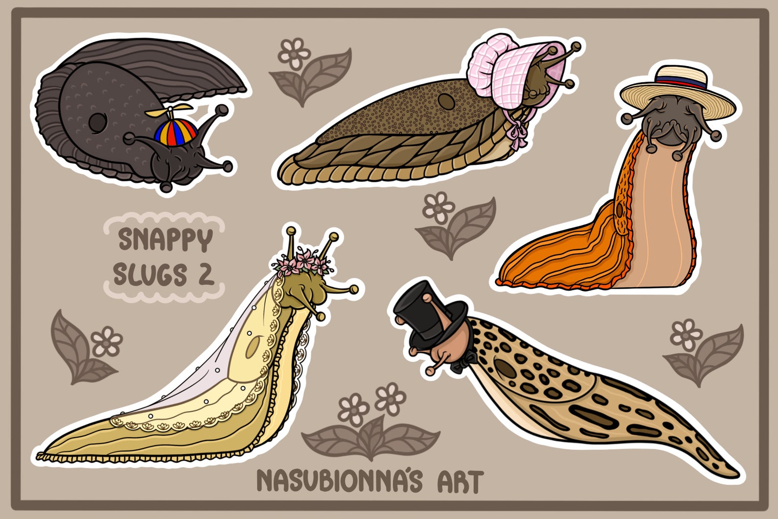 Slugs with Hats cute kiss-cut vinyl sticker sheet Volume 2 | Etsy