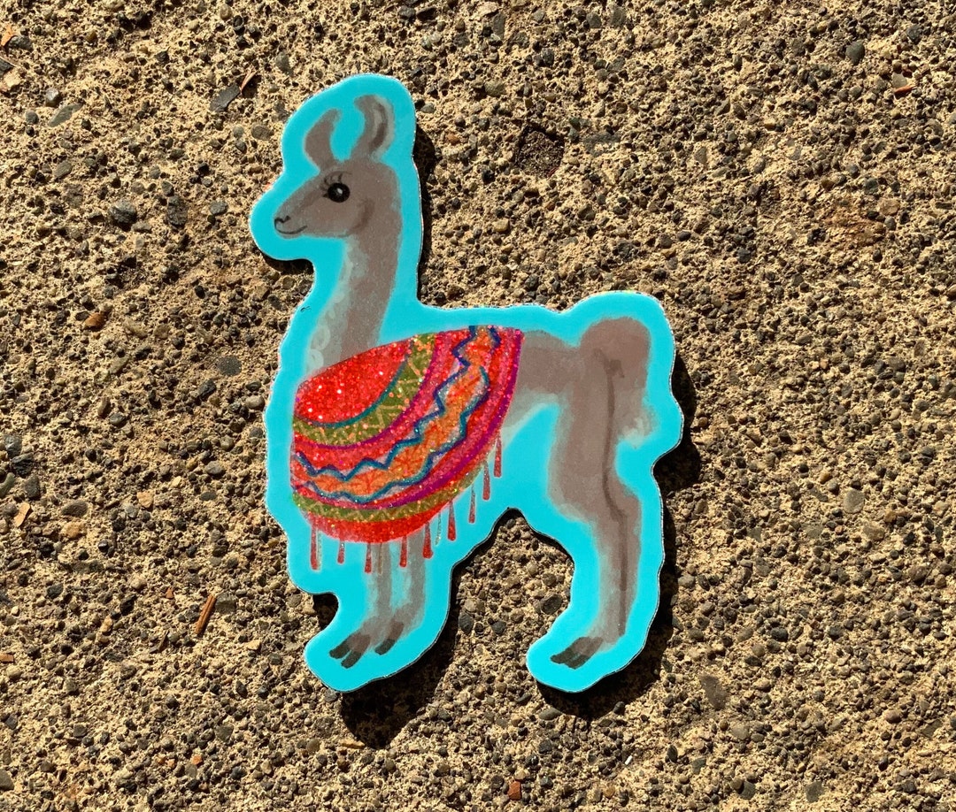 Llama in a Sparkly Poncho Sticker - Etsy