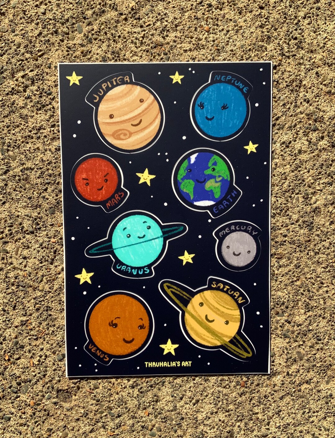 Sticker Sheet - Cute Happy Smiley Planets - Jupiter, Mars, Neptune ...