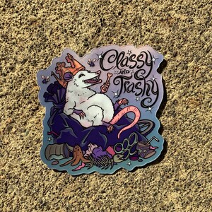 Possum Queen or King of the Trash Shiny Sticker. Cute Opossum Princess ...