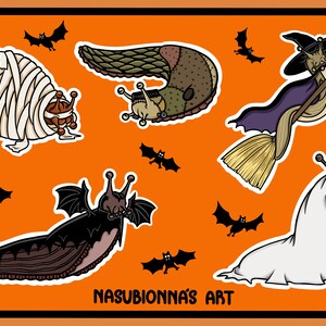 Spooky Silly Halloween Slug Stickers Spoopy Mummy, Ghost, Witch ...