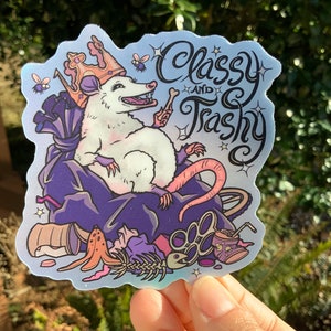 Possum Queen or King of the Trash Shiny Sticker. Cute Opossum Princess ...