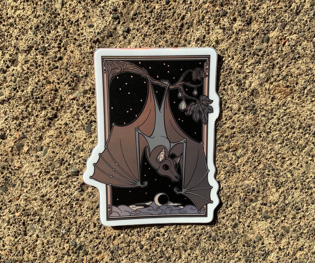 Fruit Bat Flying Fox With Figs Holographic Sticker Vaporwave Effect 3.5 ...