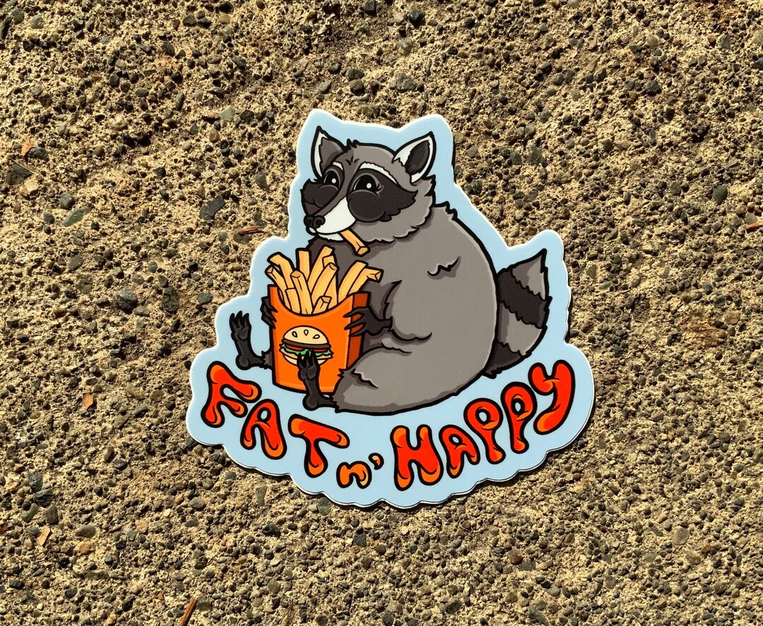 Raccoon With French Fries Fan N' Happy, Adorable Trash Panda Cute 3 ...