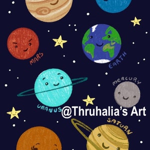 Sticker Sheet - Cute Happy Smiley Planets - Jupiter, Mars, Neptune ...