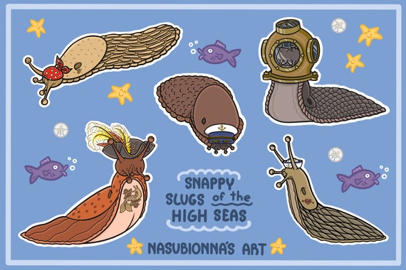 Slugs of the High Seas Cute Kiss-cut Vinyl Sticker Sheet | Etsy
