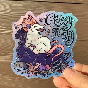 Possum Queen or King of the Trash Shiny Sticker. Cute Opossum Princess ...