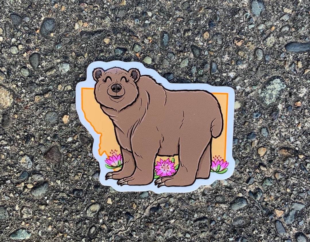 Sticker: Montana State Grizzly Bear and Bitterroot. Official United ...