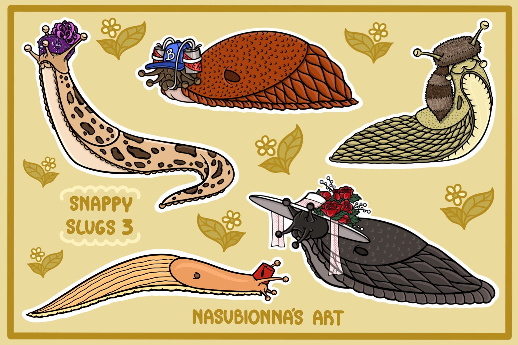 Slugs With Hats Cute Kiss-cut Vinyl Sticker Sheet Volume 3 - Etsy UK