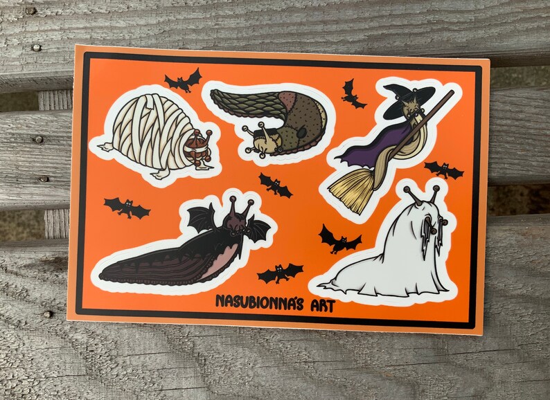 Spooky Silly Halloween Slug Stickers spoopy mummy ghost | Etsy
