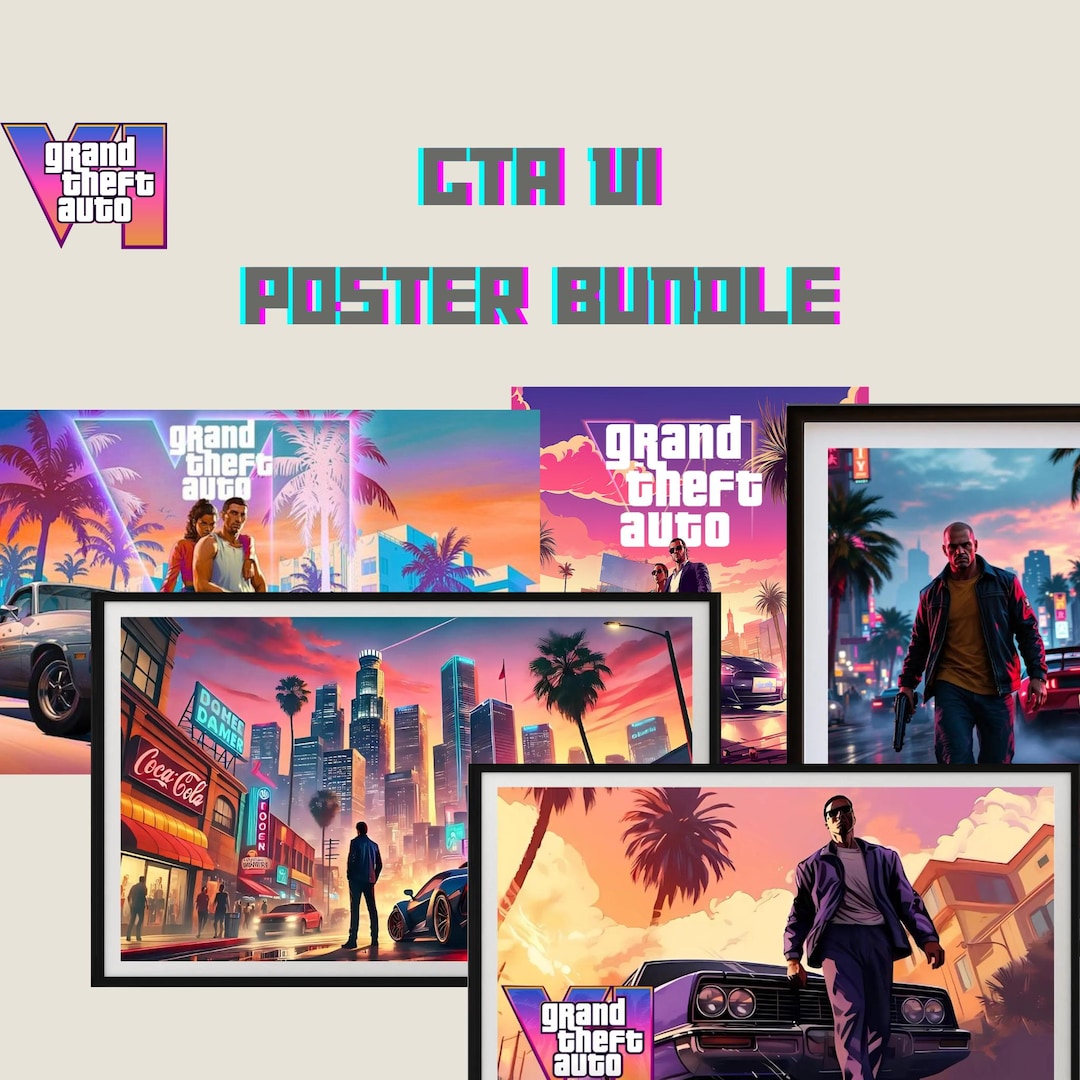 GTA 6 Digitalposter Bundle Wall Art Design GTA Themed Fan Art Poster ...