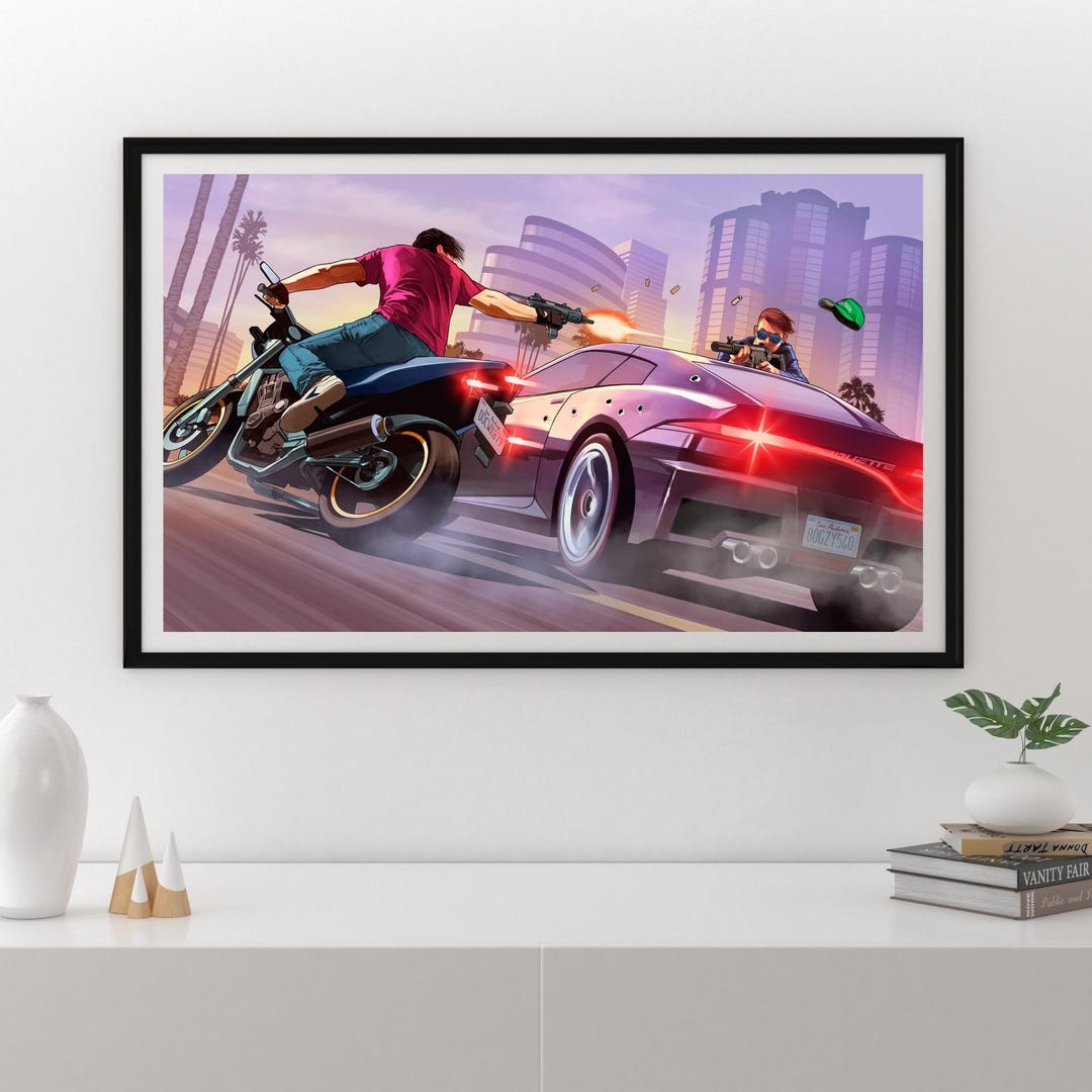 GTA V Digital Poster Sunset Highway Wall Art Design GTA Themed Fan Art ...