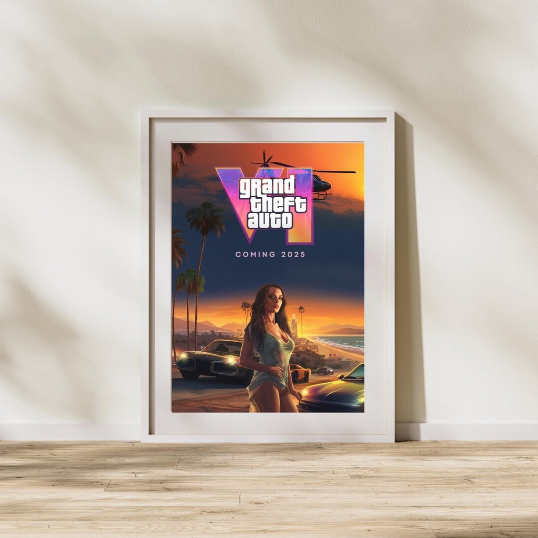 GTA 6 Poster Wall Art Design GTA Themed Fan Art Poster Print GTA ...