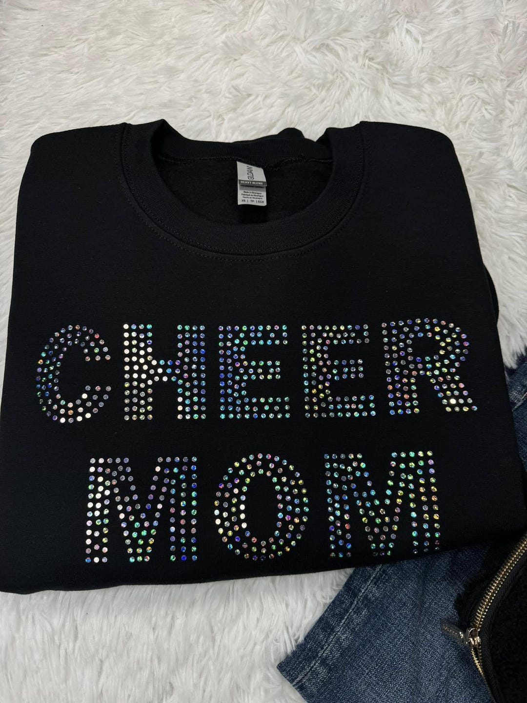 Cheer Mom Spangled Black Sweatshirt - Etsy