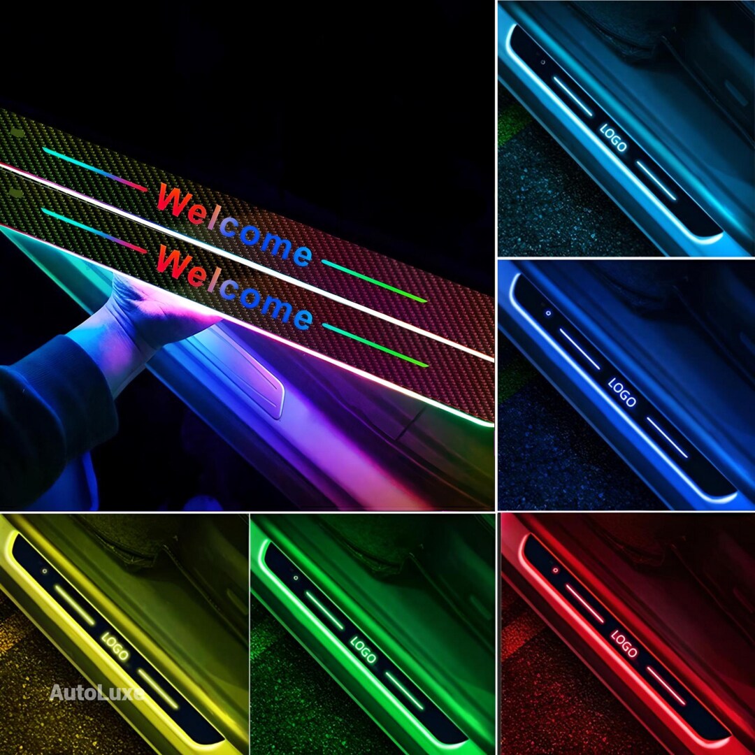 Carbon Fiber Car Door Sill Lights | Customized LED Welcome Pedal | RGB ...