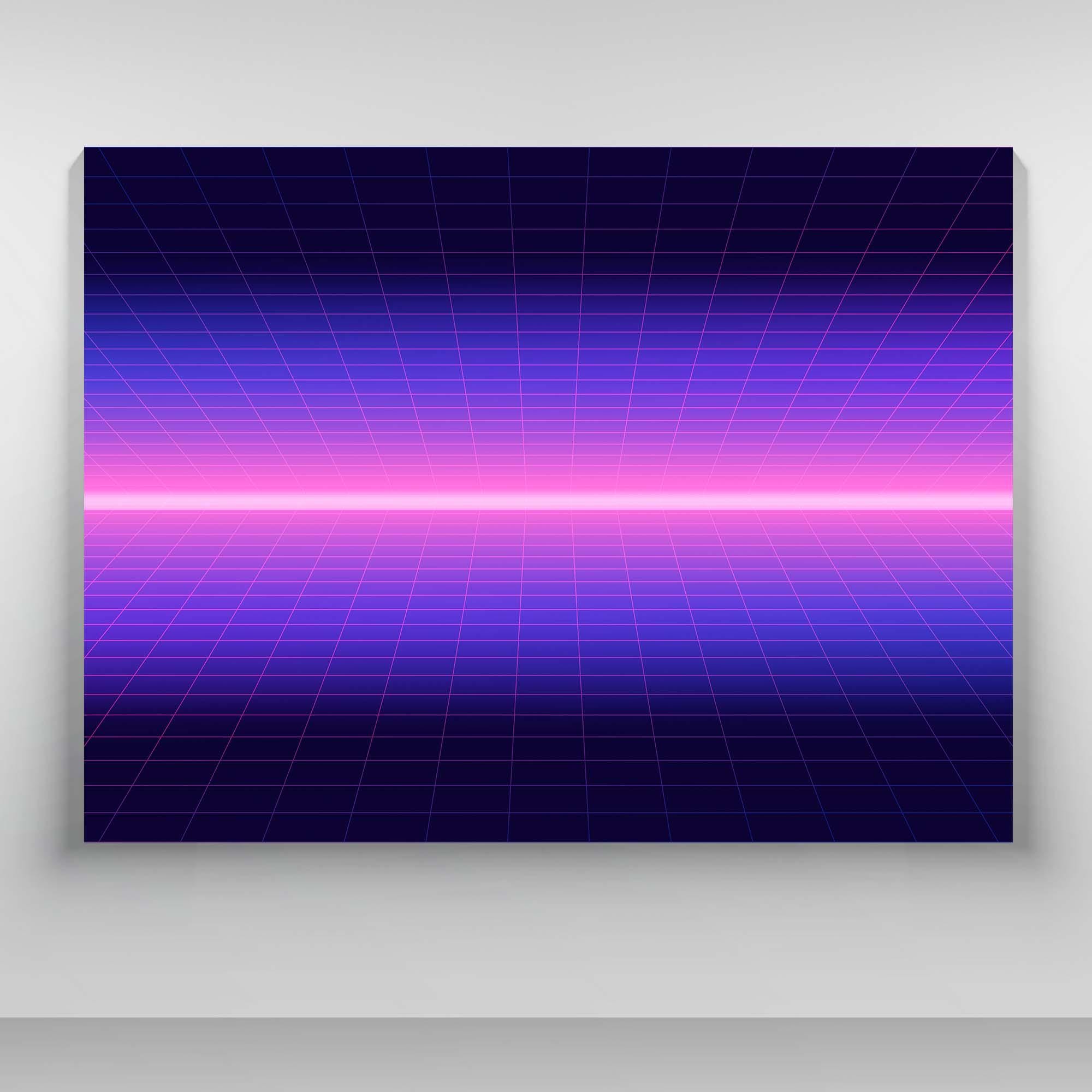 Retro Futuristic Canvas, Vaporwave Grid Art, Synthwave Wall Decor, 80s ...