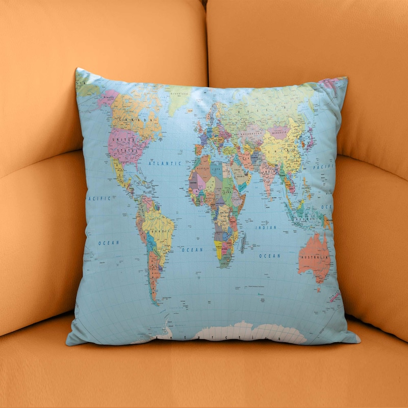 World Map Pillow - Etsy