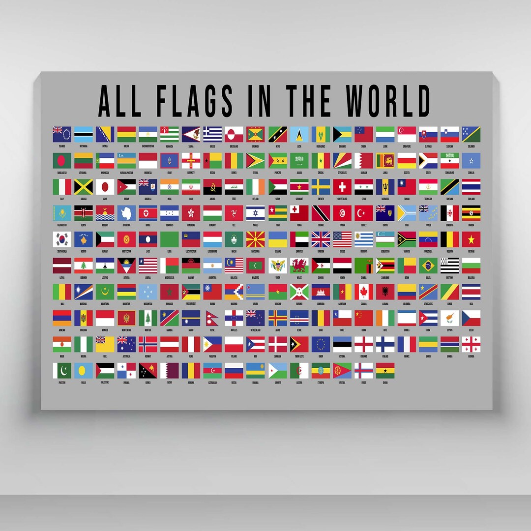World Flags, Country Flags Wall Art, International Flags Poster, Global ...