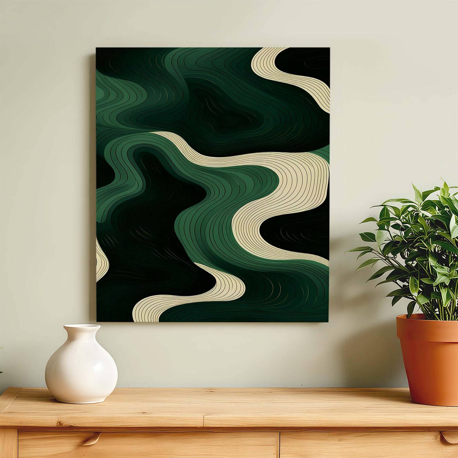 Abstract Wall Art, Wavy Line Art, Aesthetic Poster, Minimalist Canvas ...