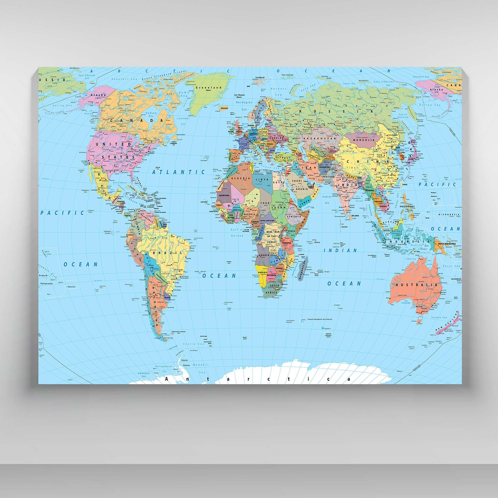 World Map Canvas, Large Wall Map Print, Educational Map Poster,travel ...