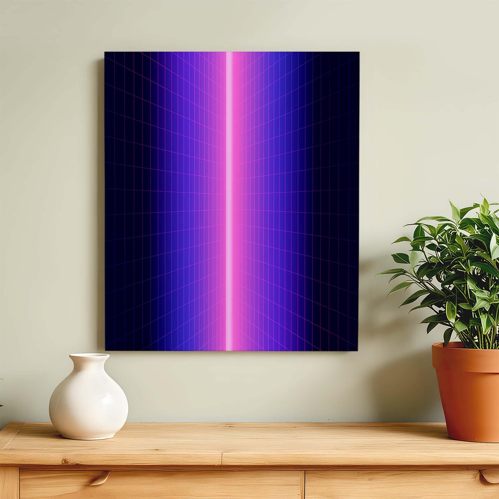 Retro Futuristic Canvas, Vaporwave Grid Art, Synthwave Wall Decor, 80s ...