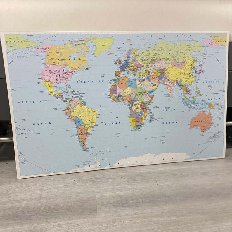 World Map Canvas, Large Wall Map Print, Educational Map Poster,travel ...