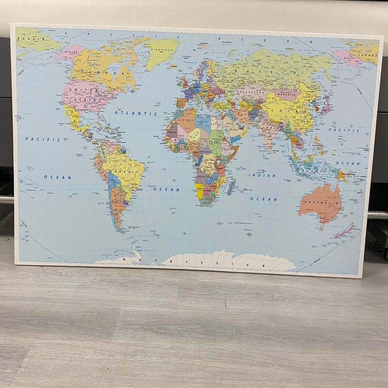 World Map Canvas, Large Wall Map Print, Educational Map Poster,travel ...