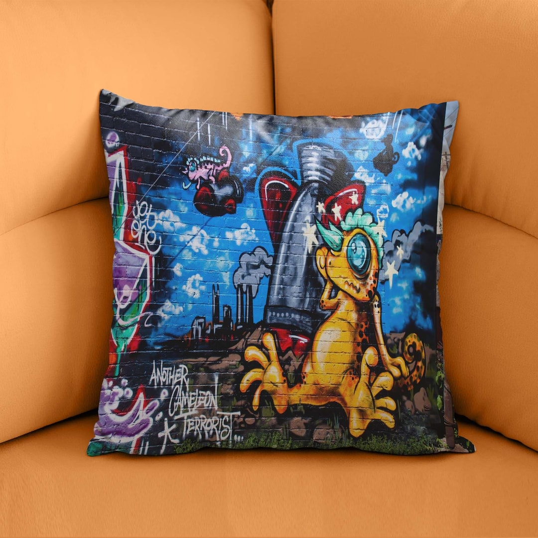 Graffiti Pillow Cover, Street Art, Urban Art, Graffiti Pop Culture Art ...