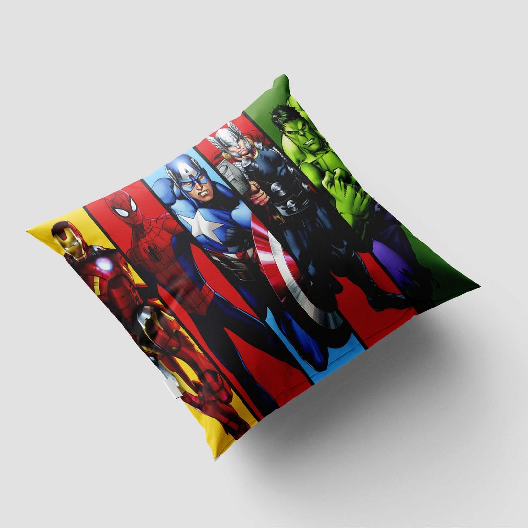 Super Hero Pillow Cover, Spiderman, Iron Man, Captain America, Thor ...