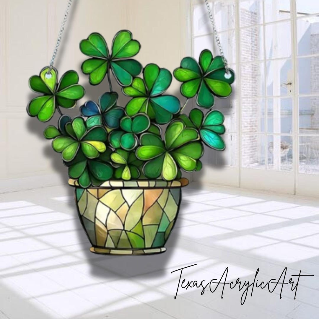 Four-leaf Clover Acrylic Window Hanging Decor Sun Catcher, Shamrock ...