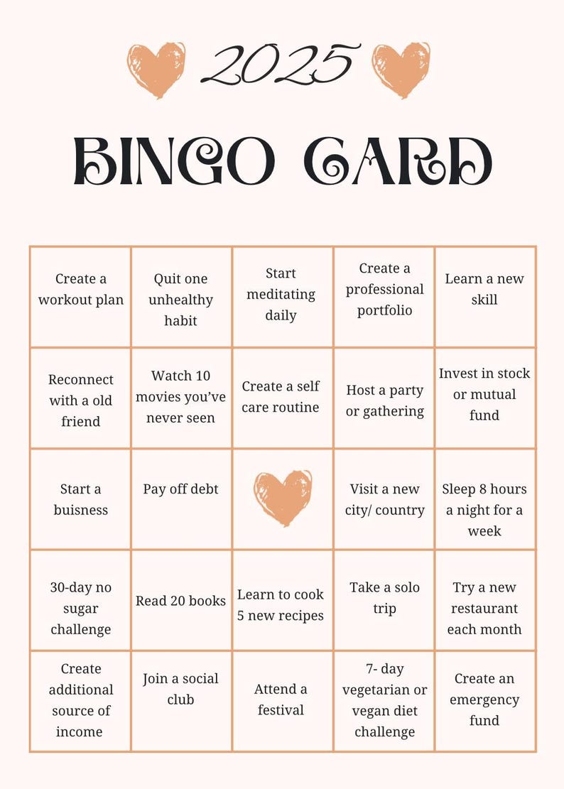 2025 Bingo Vision Board - Etsy