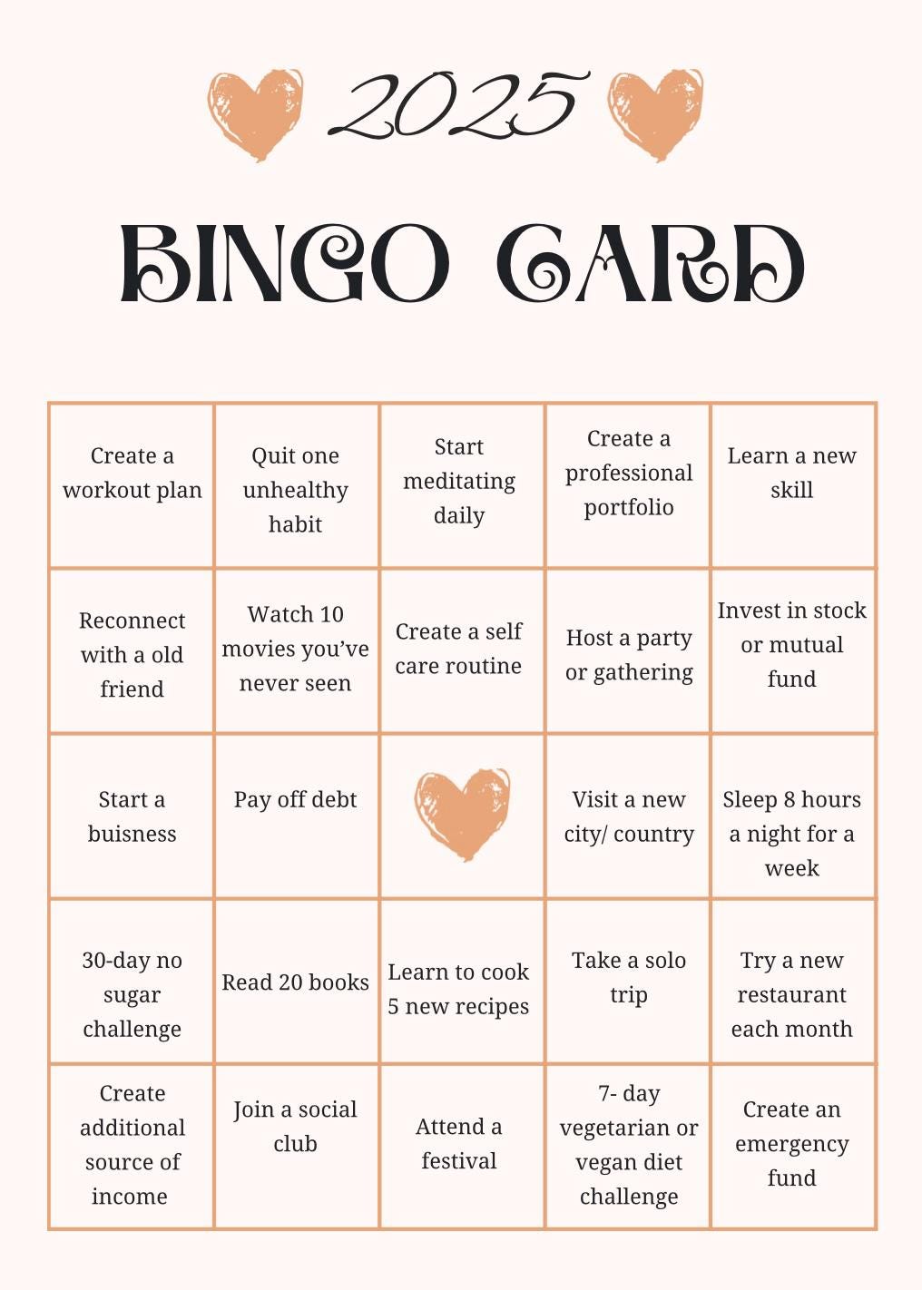 2025 Bingo Vision Board - Etsy