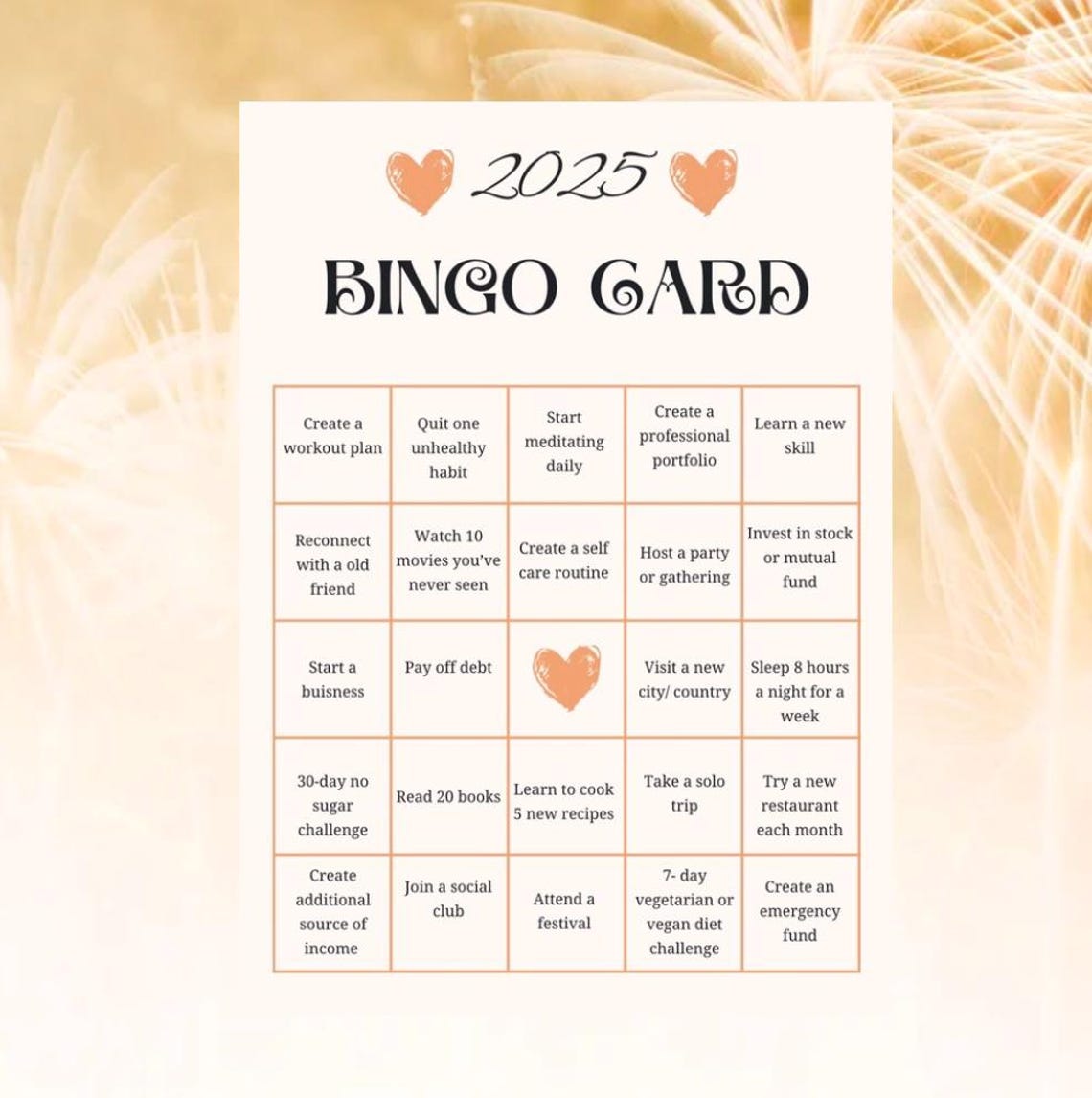 2025 Bingo Vision Board - Etsy
