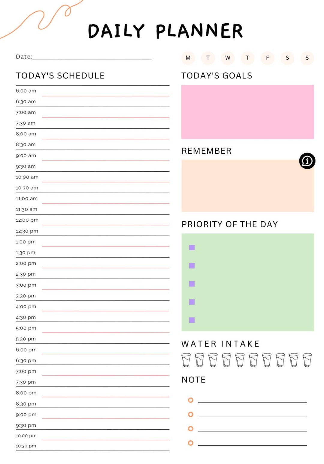 Daily Planner Template (PDF) - Etsy