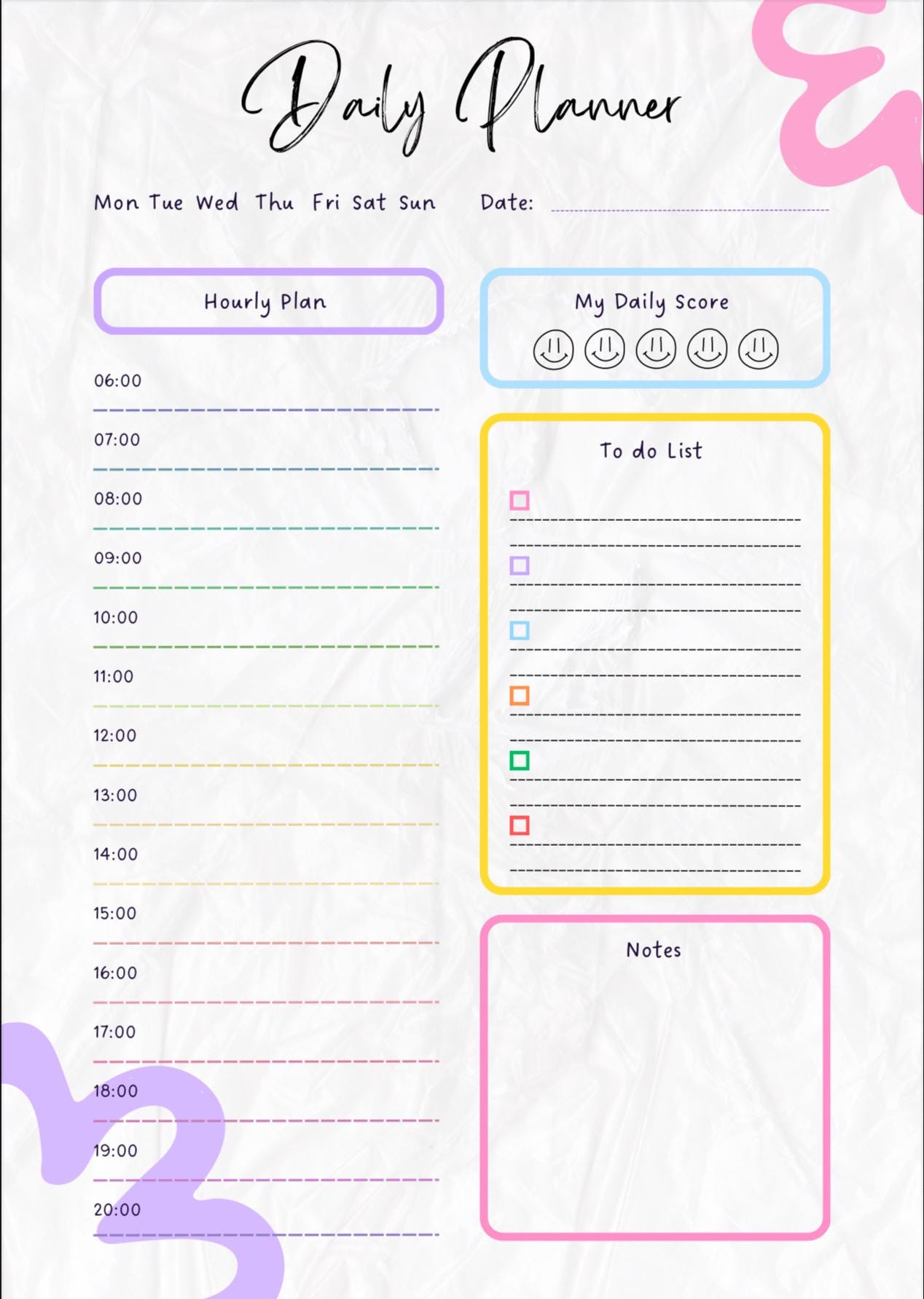 Daily Planner Template PDF - Etsy