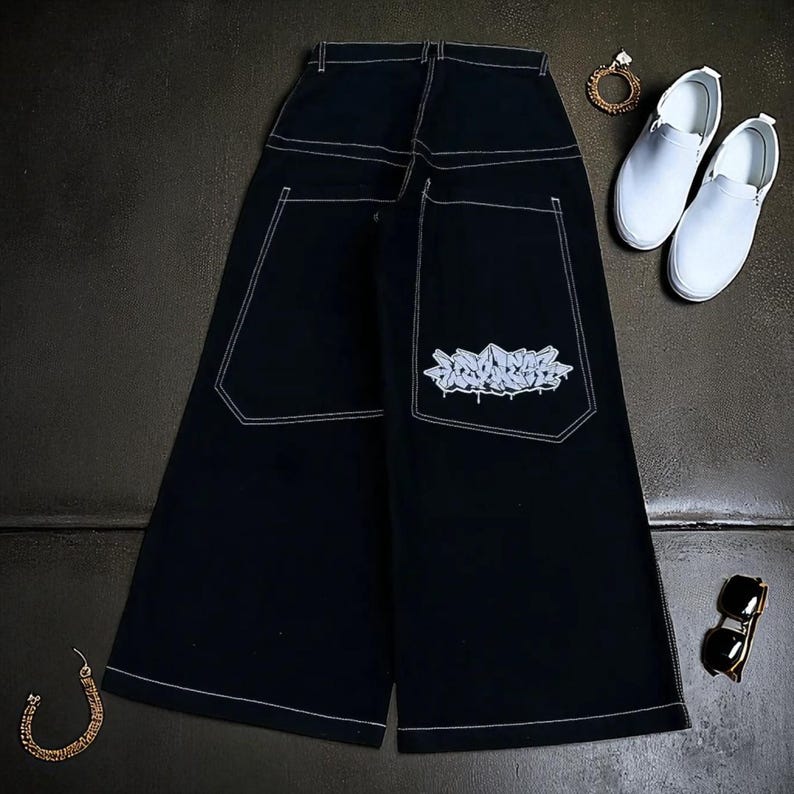 Y2K Money Print Jeans – Harajuku Baggy Streetwear Pants, High Waist ...