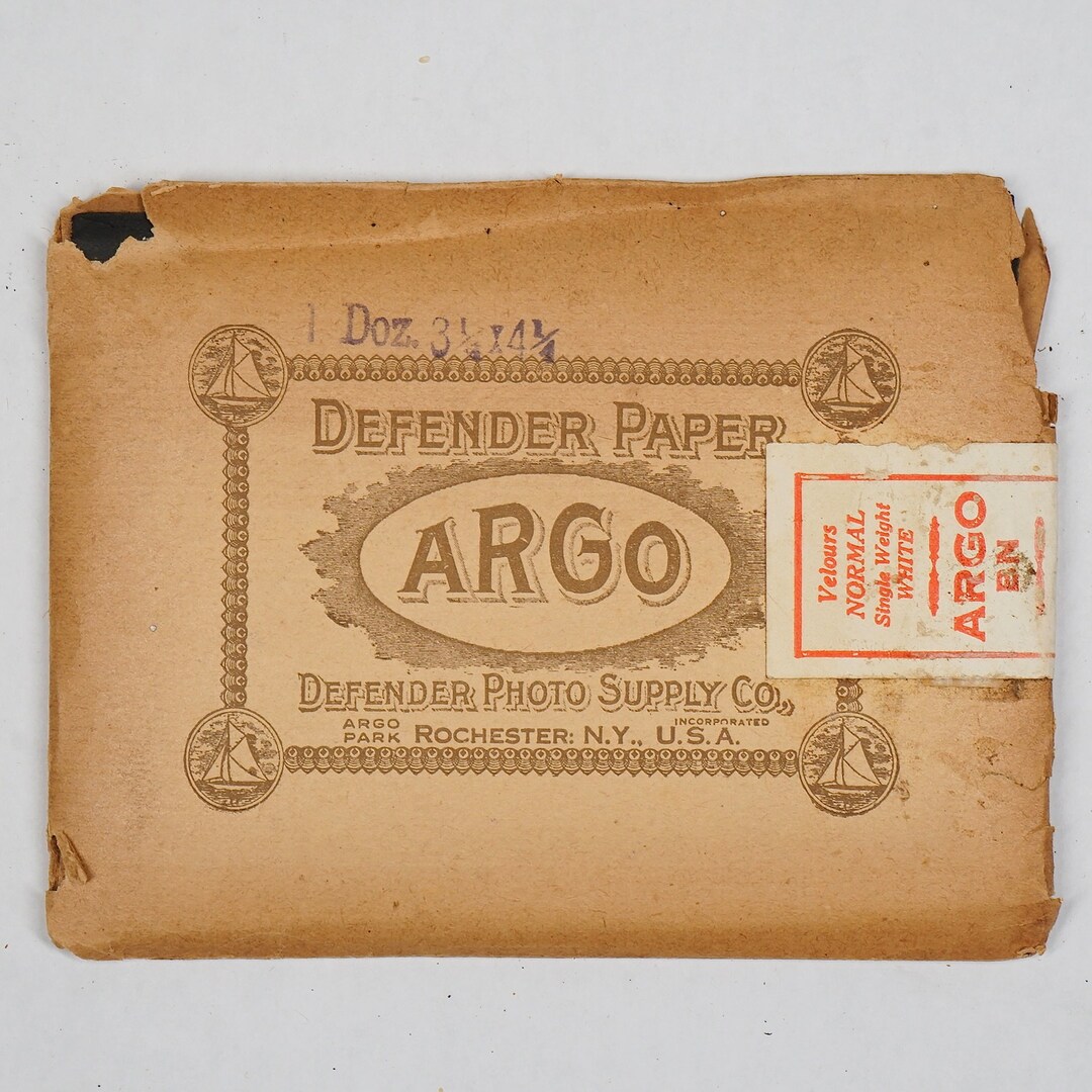 Antique 1920's ARGO Photo Developing Paper Pack Sealed Darkroom ...
