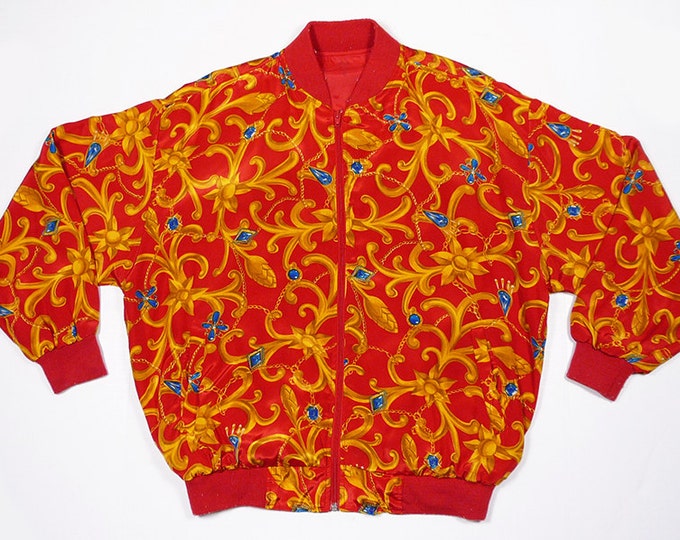 Vintage 90's Baroque Gold Chains Jewels Print Swag Royalty - Etsy