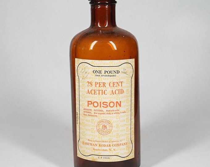 Antique 1920's Eastman Kodak POISON Acetic Acid Darkroom Photographic ...