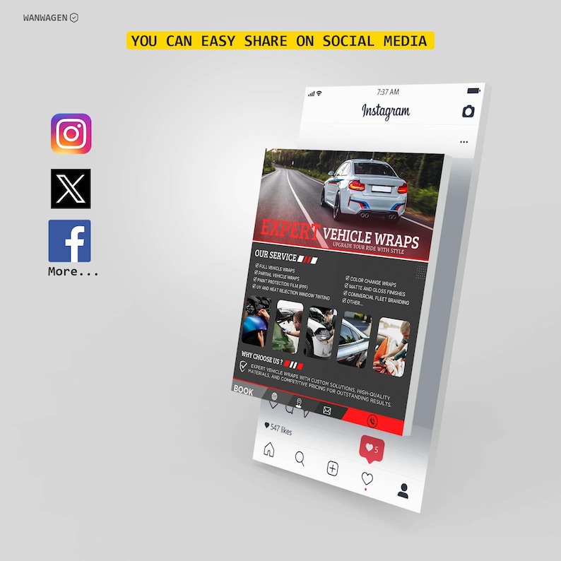 Car Wrap Flyer - Editable Vehicle Wrapping Flyer Canva Template, Car ...